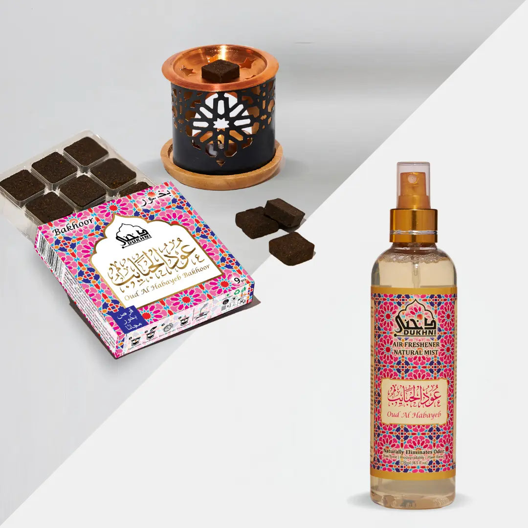 Oud Al Habayeb Bakhoor & Burner + Mist Combo | Luxurious Oud & Rose ...