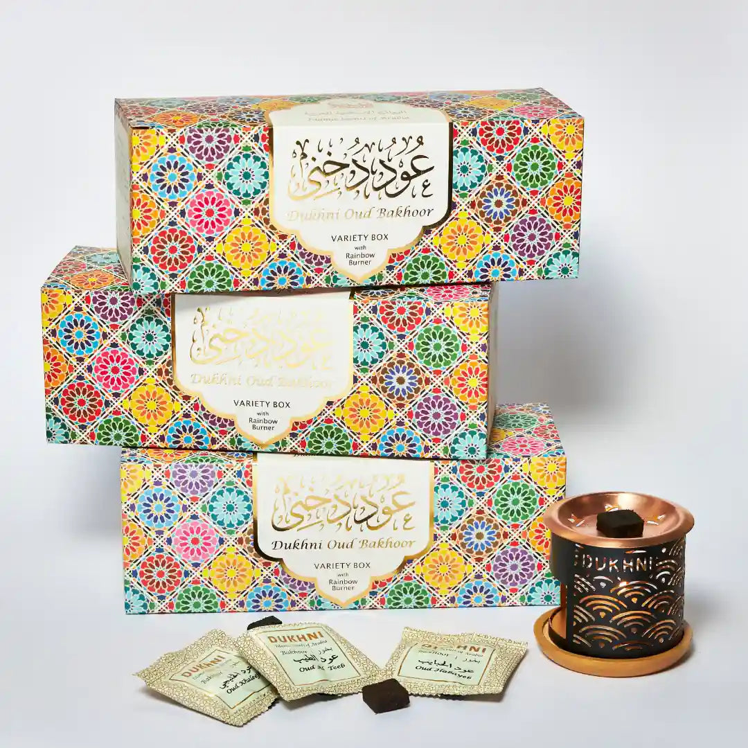 Oud Bakhoor Variety Box & Burner (Pack of 3) I Oudh Bakhour Starter Kit ...