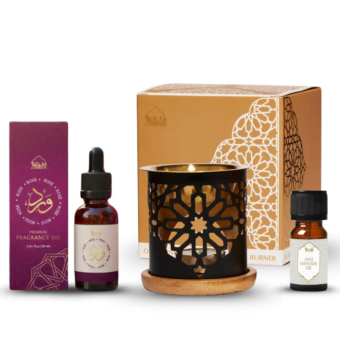 Premium Rose Fragrance Oil + Oriental Oil Burner – Dukhni - Islamic ...
