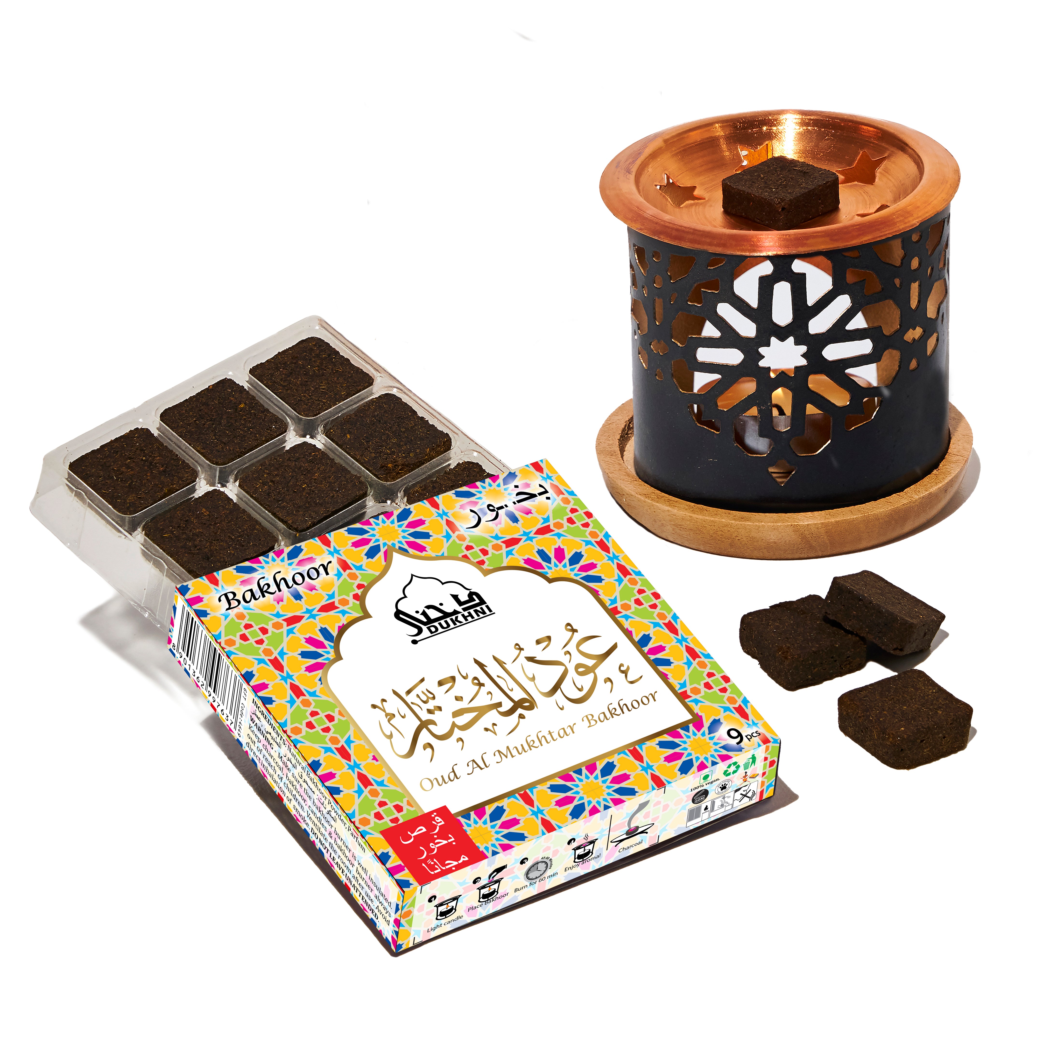 Oud Al Mukhtar Bakhoor + Smokeless Burner – Dukhni - Islamic Scents of ...
