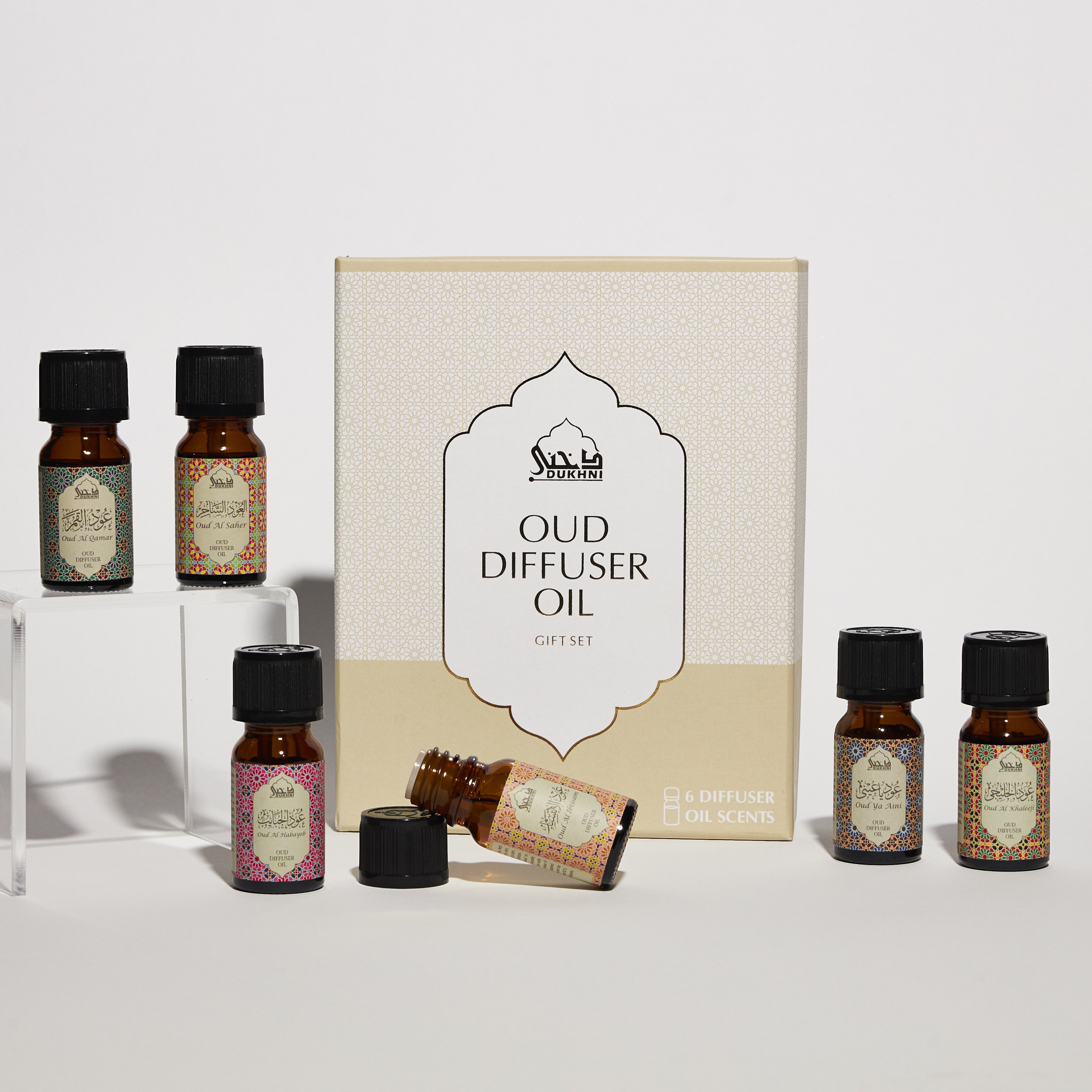 Oud Essential Oil Diffuser Gift Set - 6 x 10ml Arabic Oils | Dukhni ...